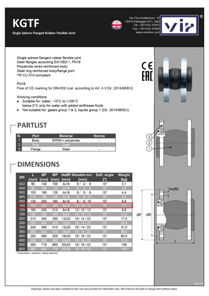 Junta de Dilatación 4 DN100 VIR(Italia) – Conduvent